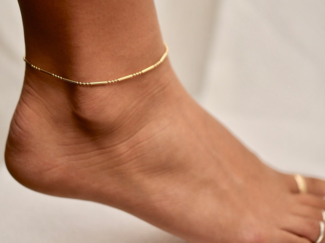 Dot Dash • Anklet • Gold Anklet • Dainty Anklet • Simple Anklet ...