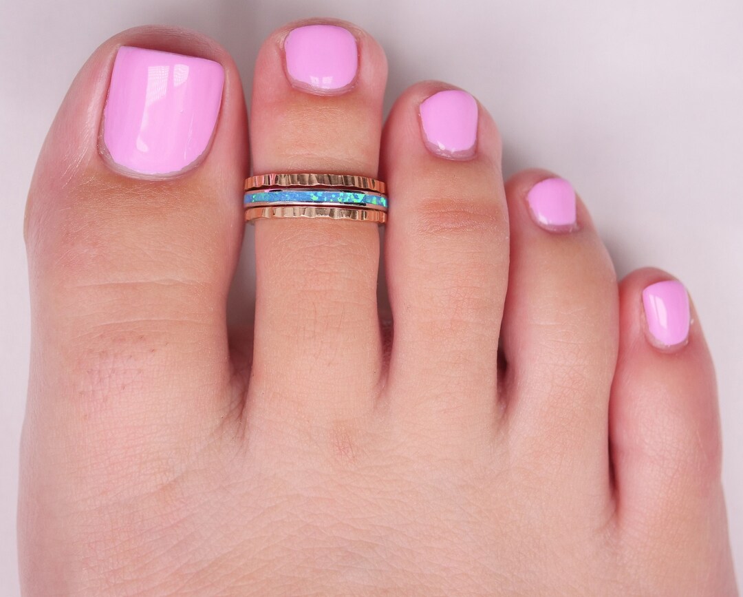 Opal Toe Ring Set • Toe Rings • Sized Toe Rings • Midi Rings • Opal ...
