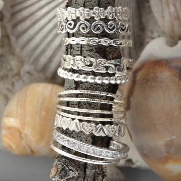 Sterling Silver Stacking Rings - Etsy