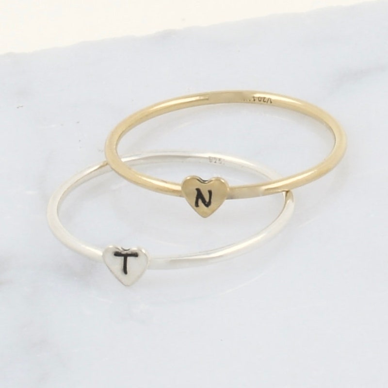 Initial Heart Ring - Etsy