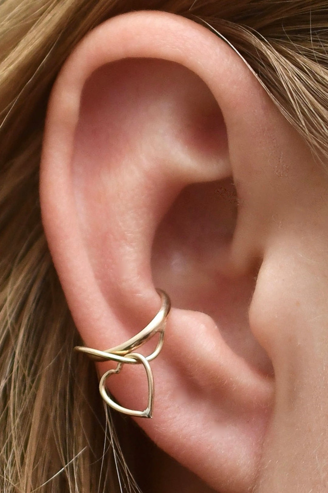 Dangle Heart • Ear Cuff • Ear Wrap • Ear Cuffs • Gold Ear Cuff ...