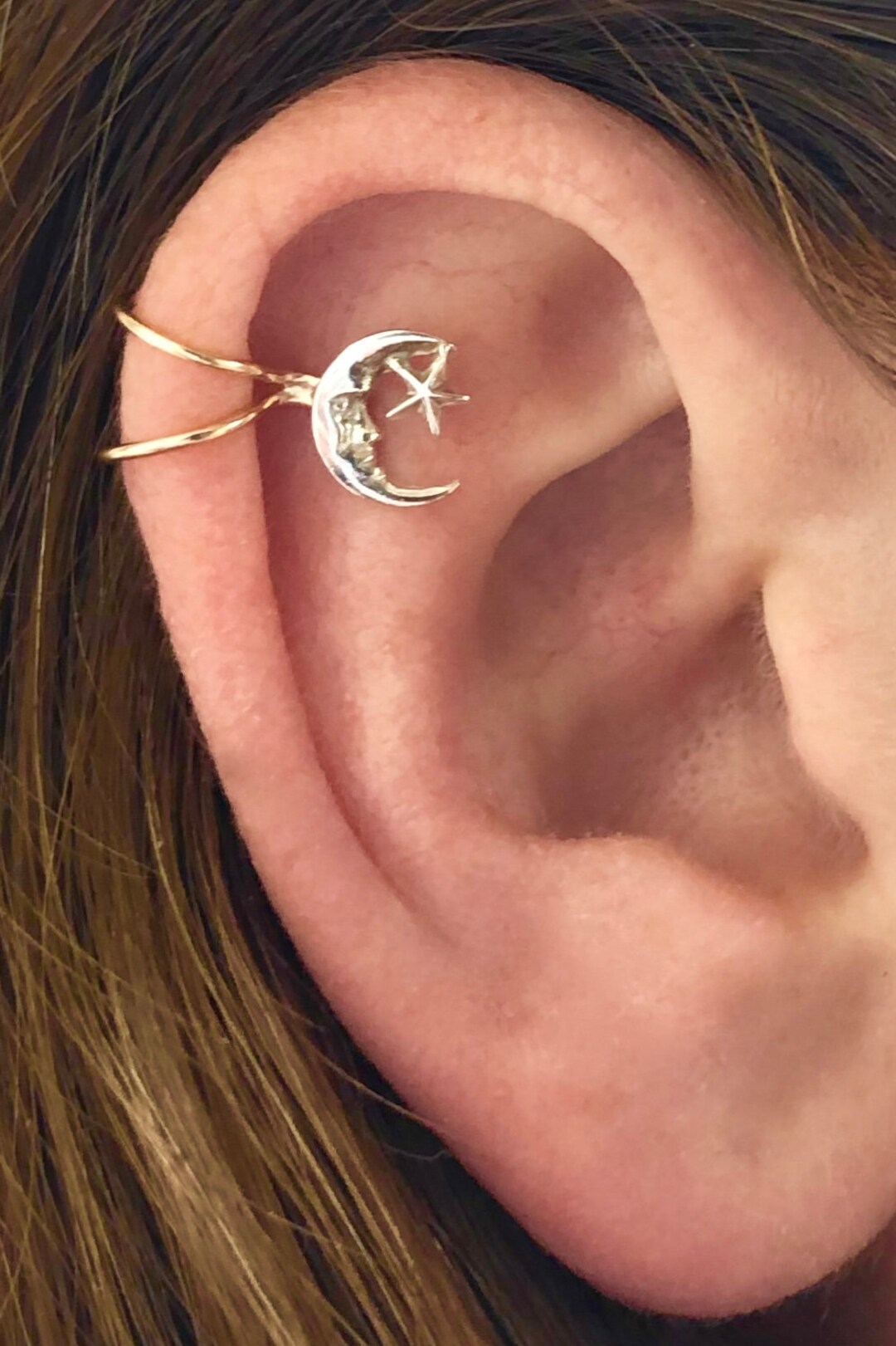 Moon • Ear Cuff • Ear Wrap • Celestial Ear Cuff • Moon Jewelry • Helix ...
