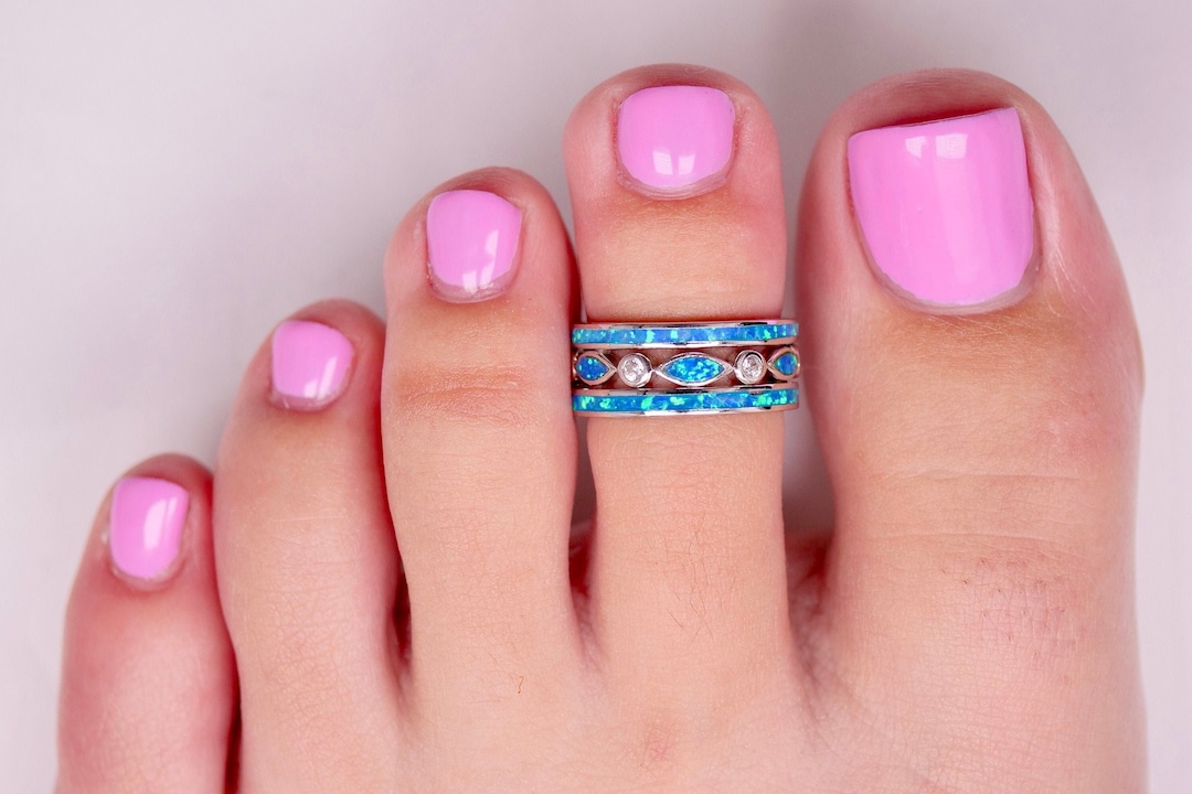 Opal Toe Ring Set • Toe Ring • Stack of Three Rings • Toe Rings • Opal ...