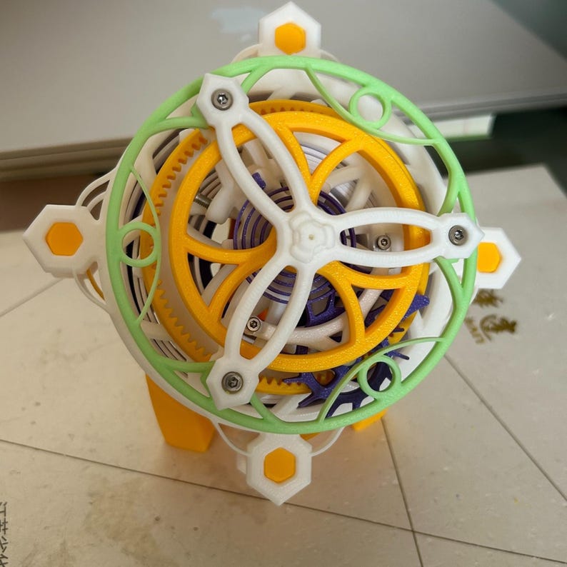3D Printed Tourbillon Desktop Ornament, Handmade Gear Toy, Stress ...