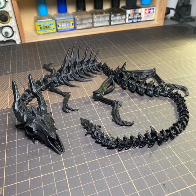3D Printed Dragon Skeleton With Movable Joints, Dragon Skeleton Fish ...