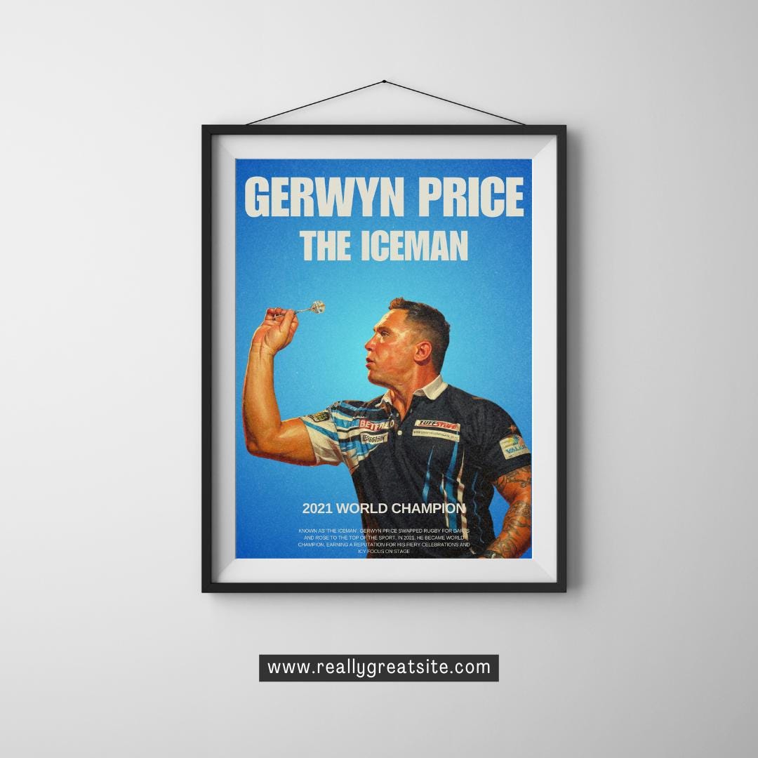 Gerwyn Price Darts Poster - Professional Darts Wall Art - the Iceman - Etsy