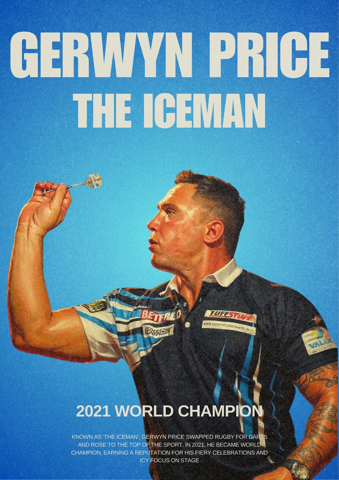 Gerwyn Price Darts Poster - Professional Darts Wall Art - the Iceman - Etsy