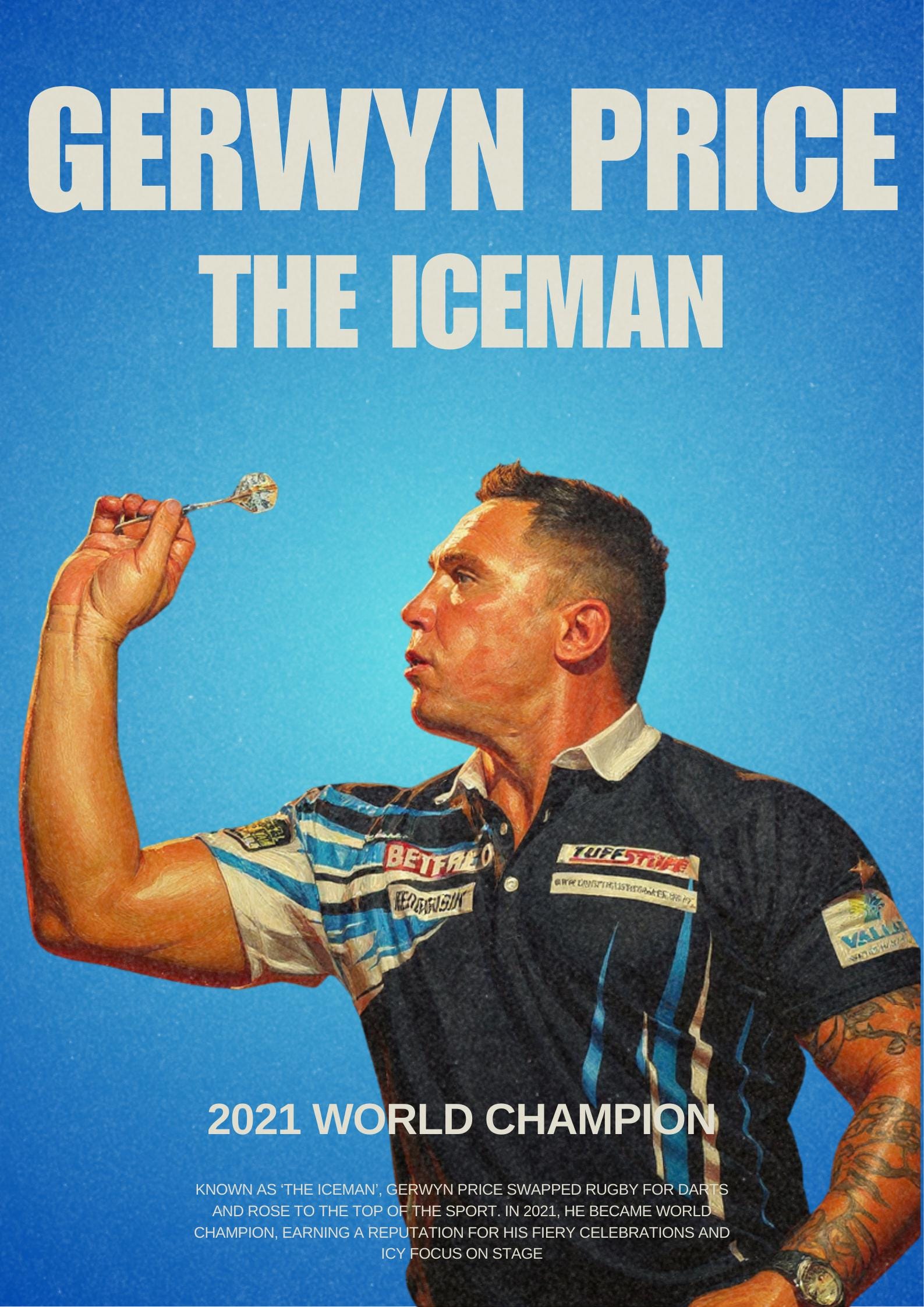 Gerwyn Price Darts Poster - Professional Darts Wall Art - the Iceman - Etsy