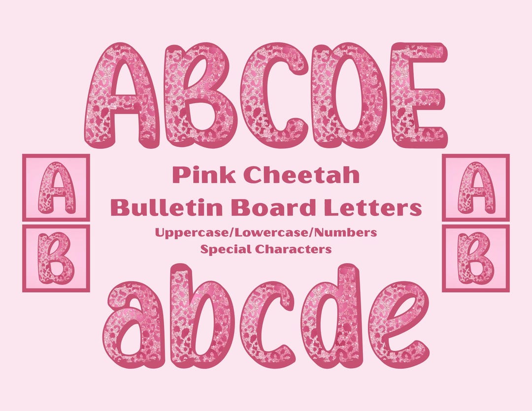 Pink Sparkle Cheetah Bulletin Board Letter Set - Etsy
