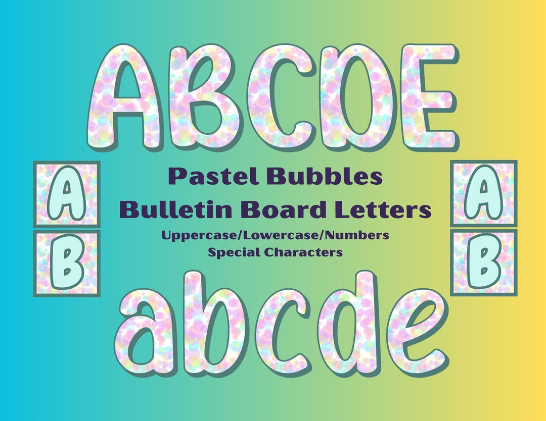 Pastel Bubbles Bulletin Board Letter Set - Etsy
