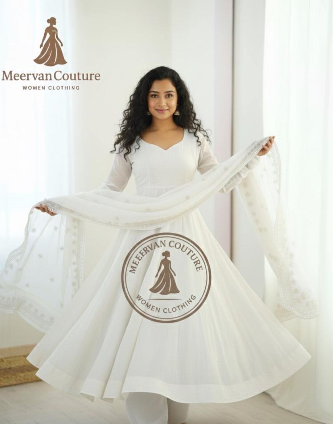 Heavy Fandy Silk Anarkali Gown With Dupatta, Full Flare 4.5 Meter ...