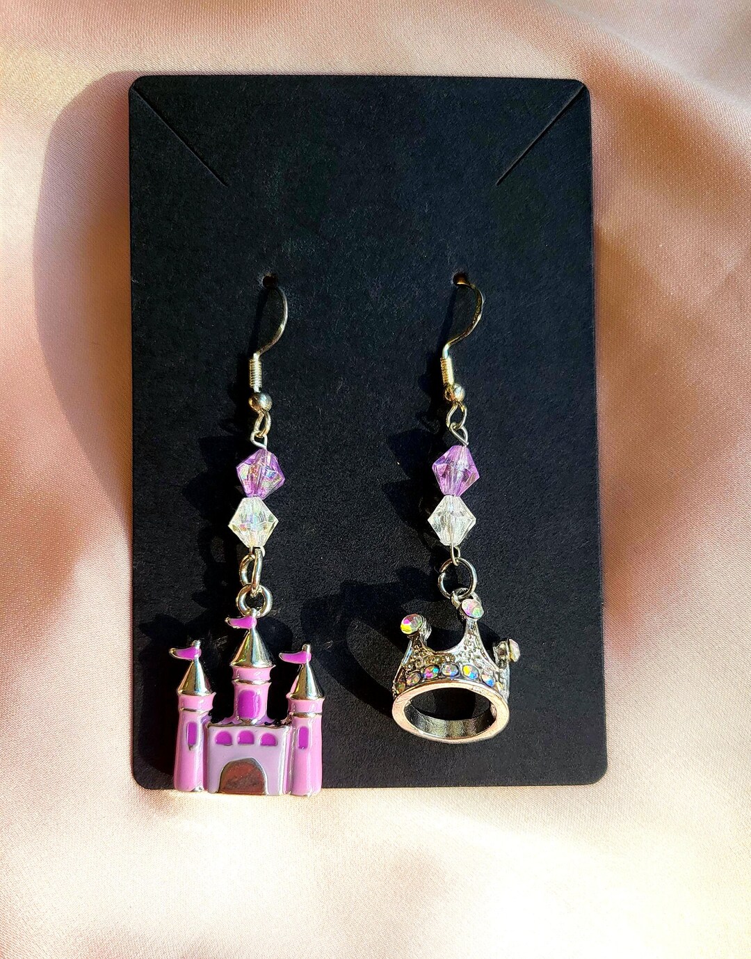 Handmade Dangle Princess Castle & Crown Bead Earrings - Etsy