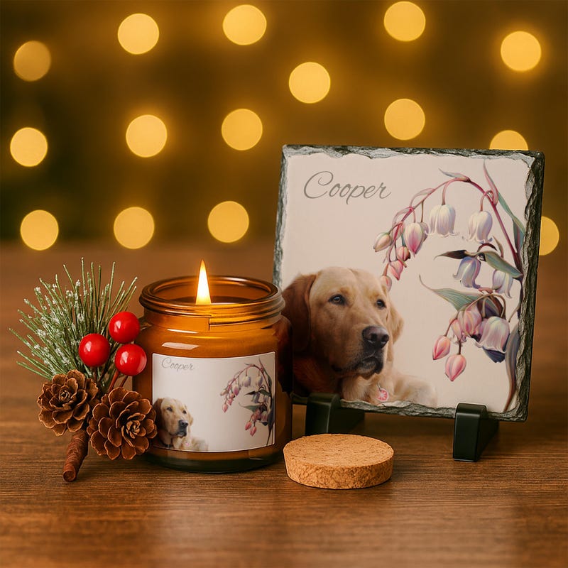 Slate Photo and Candle - Etsy UK