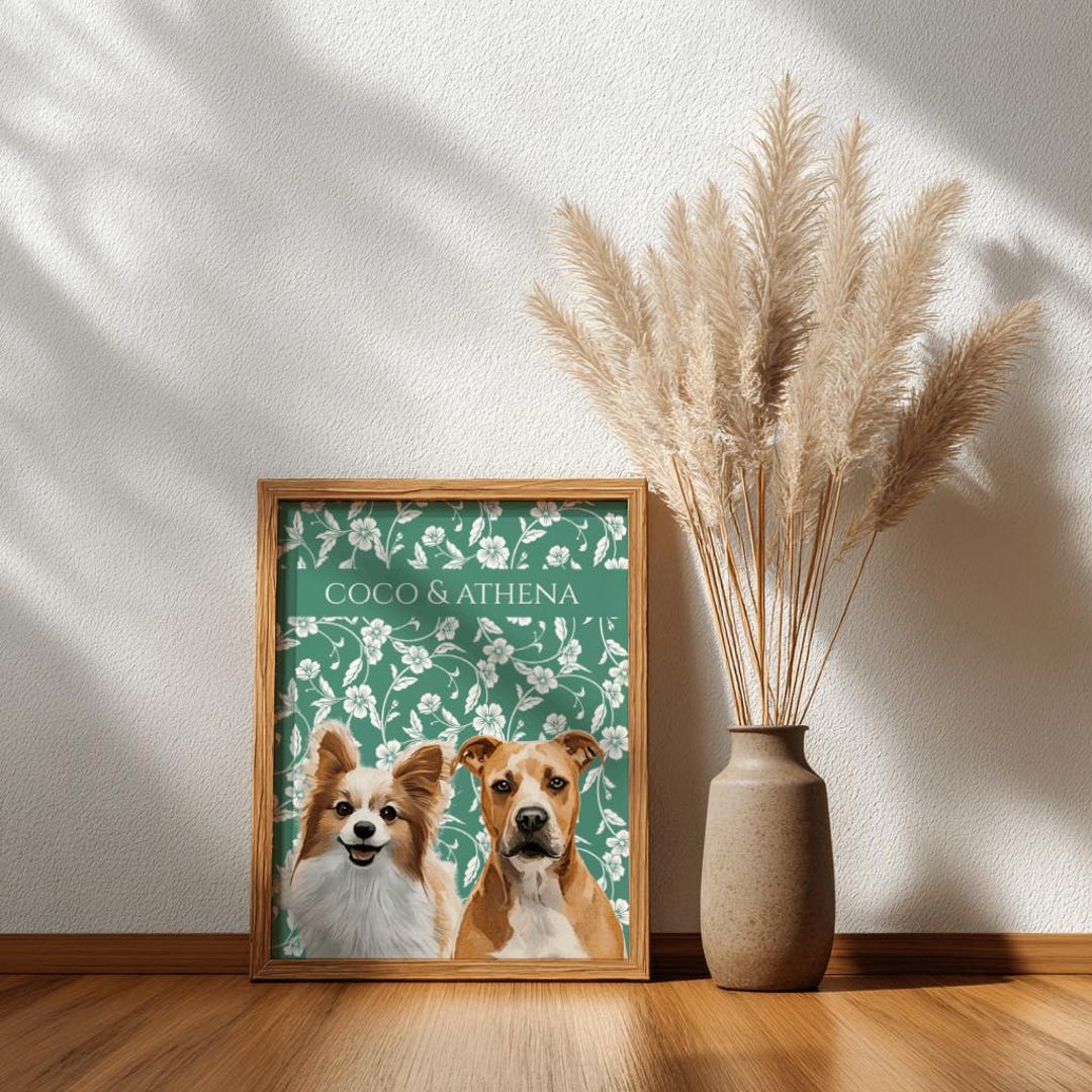 Custom Dog Poster Watercolor Pet Portrait Chinoiserie Art Poster ...