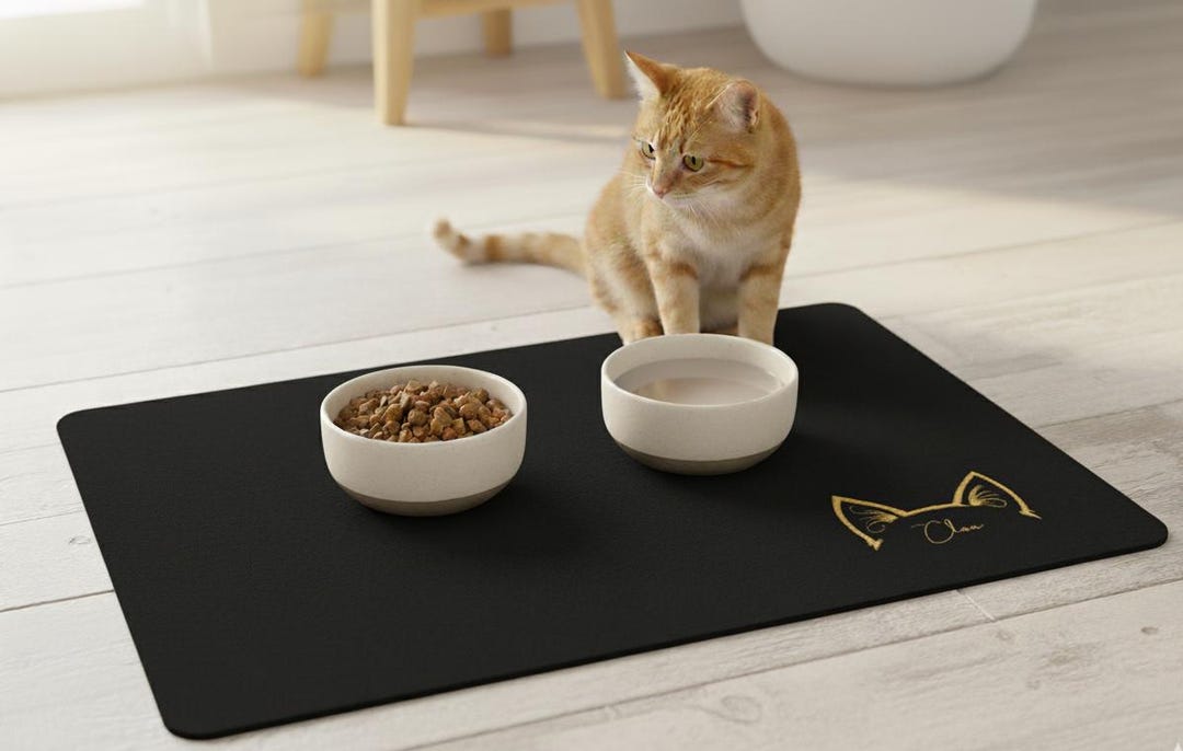 Personalized Cat Feeding | Custom Food Mat With Cute Cat Ears Design ...