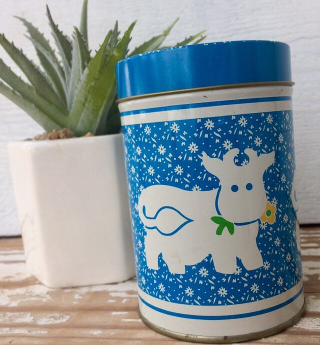 Canisters / VINTAGE CANISTER SET / Rooster Kitchen Decor / Cow Decor ...