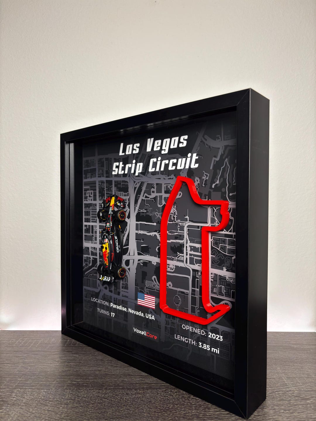 3D Printed F1 Track Shadow Box: Las Vegas Circuit & Red Bull Diecast ...