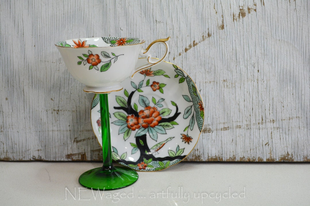 Tea Cup Wine Glass, Teacup Wine Glass, Bridal Shower Gift, Cocktail Tea ...