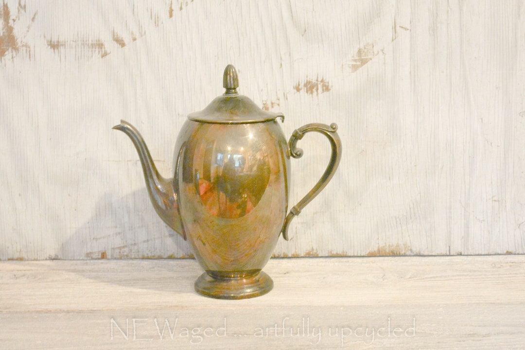 Vintage Silver Teapot, Tarnished Aged Patina, Old Silver Teapot, Epc ...