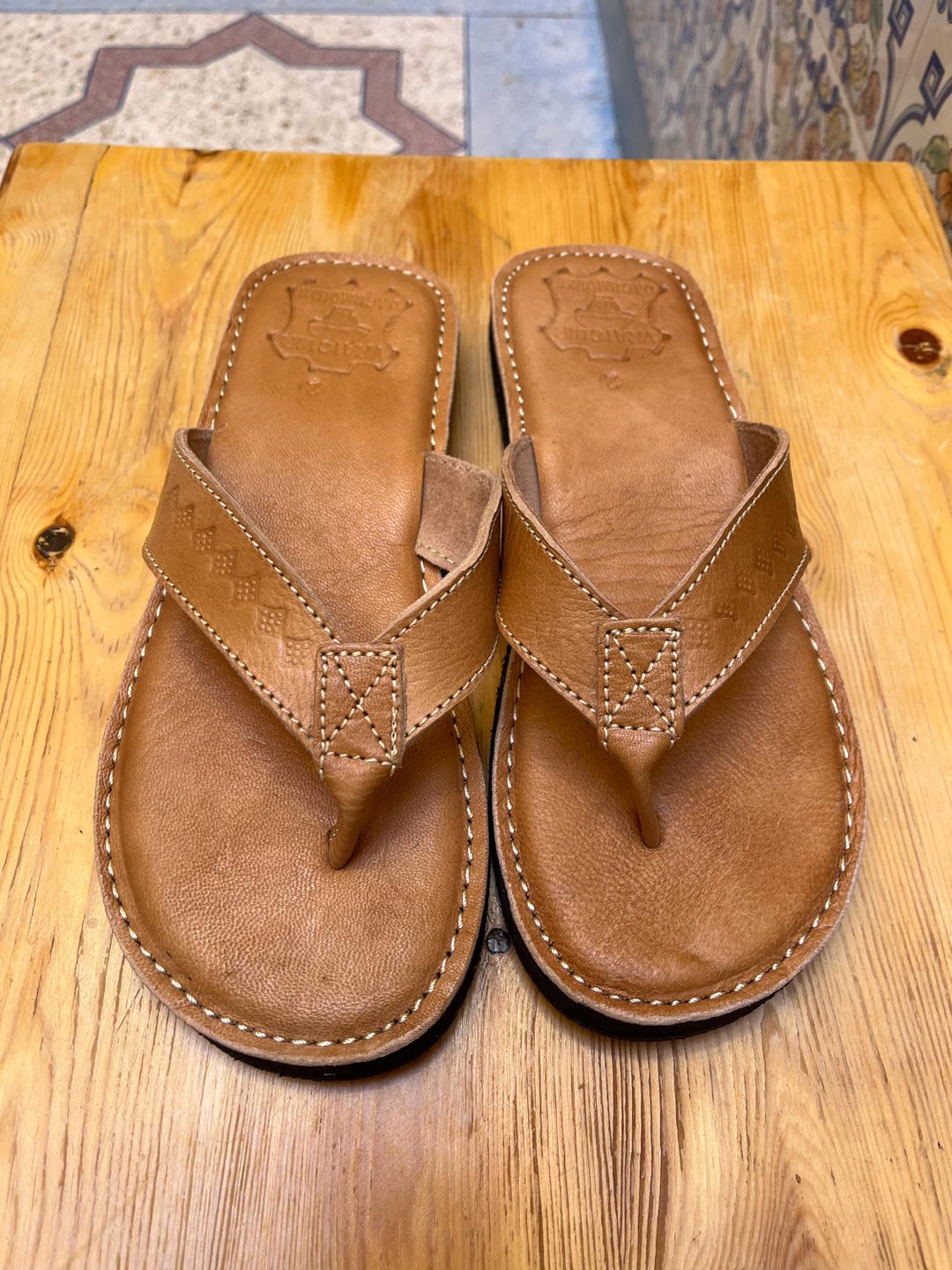Handmade Moroccan Leather Toe Loop Sandals – Men’s Genuine Leather Flip ...