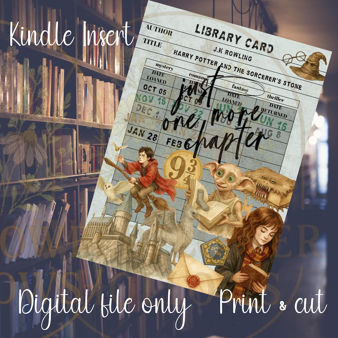 Wizarding World Library Card Kindle Insert - Etsy