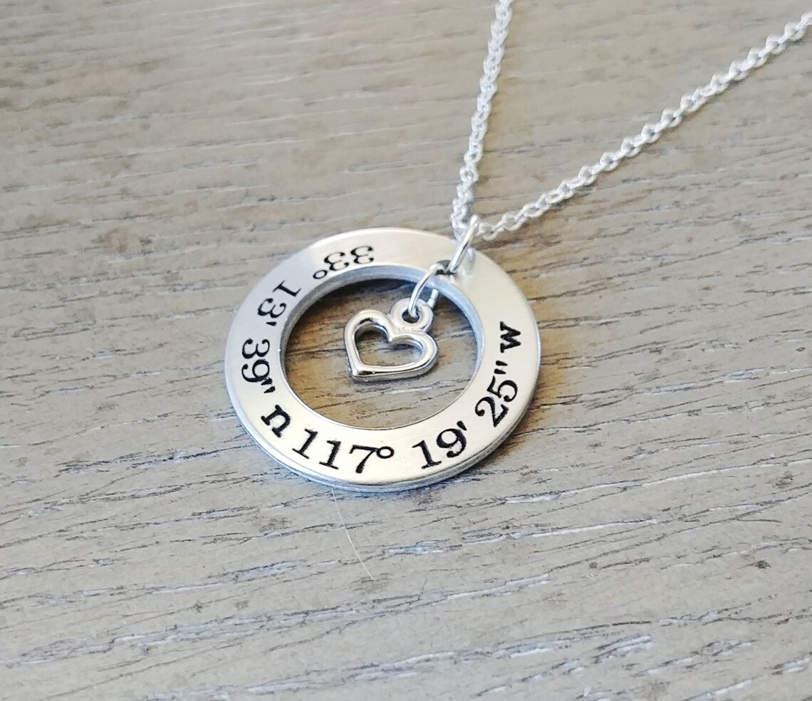 Coordinate Necklace - Personalized Latitude Longitude Necklace - Custom ...