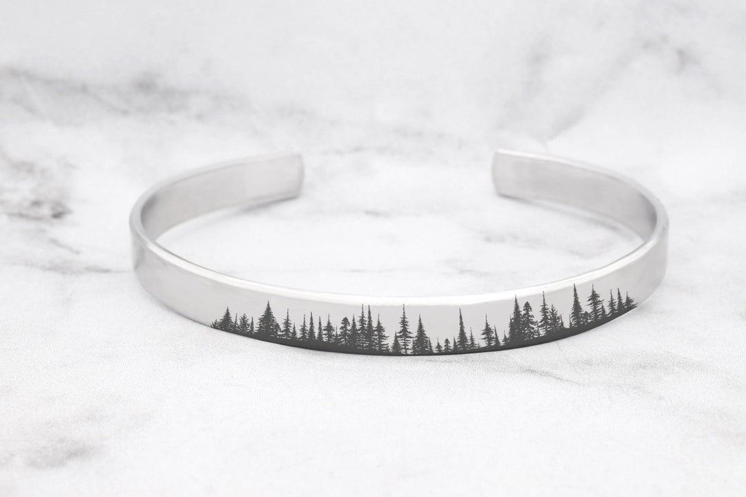 Forest Bracelet • Tree Cuff Bracelet • Outdoor Nature Bracelet ...