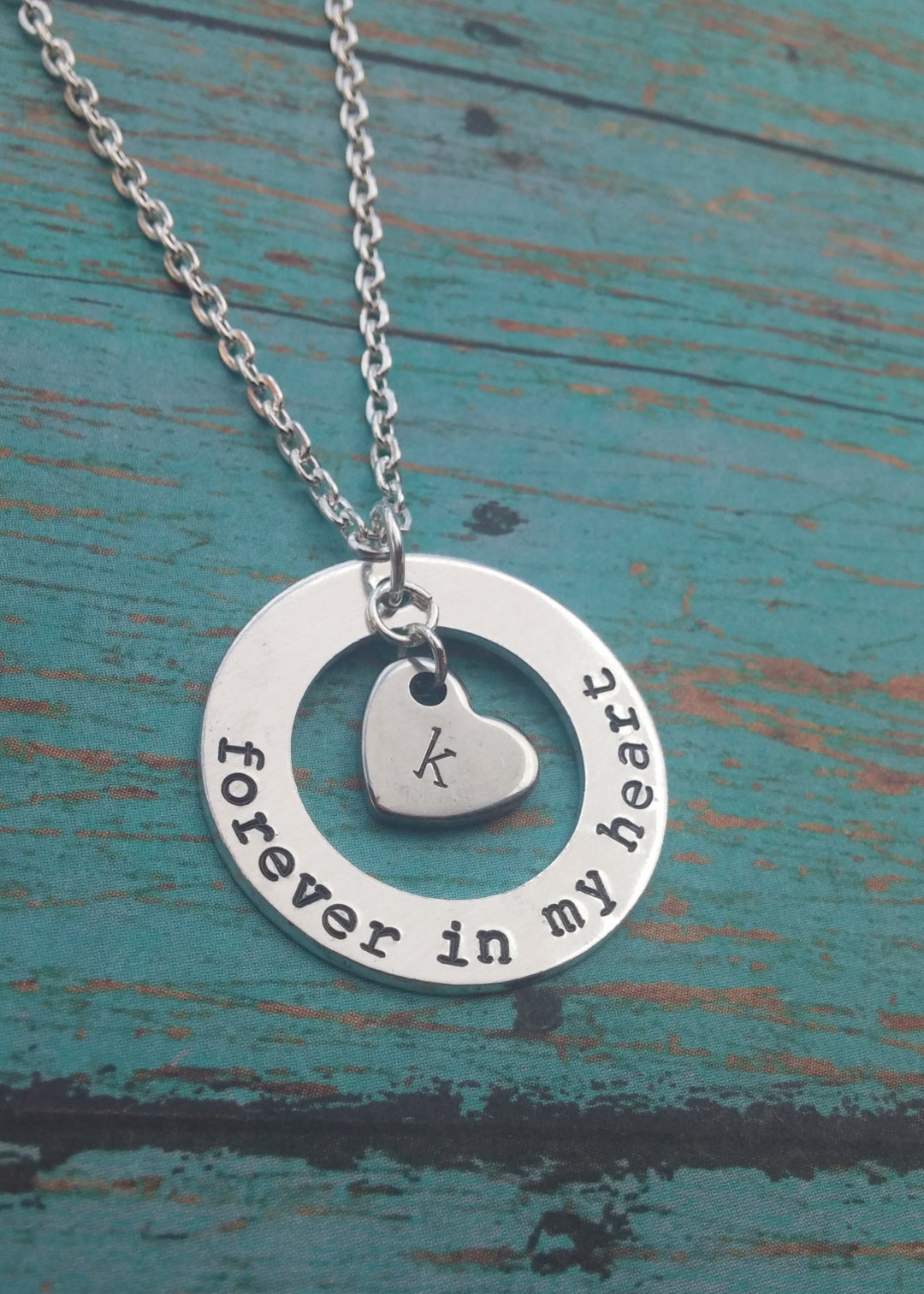 Personalized Memorial Necklace: Forever in My Heart, Initial Heart ...