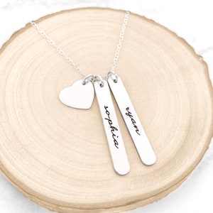 Personalized Necklace With Kids Names and Parents Initials • Sterling ...