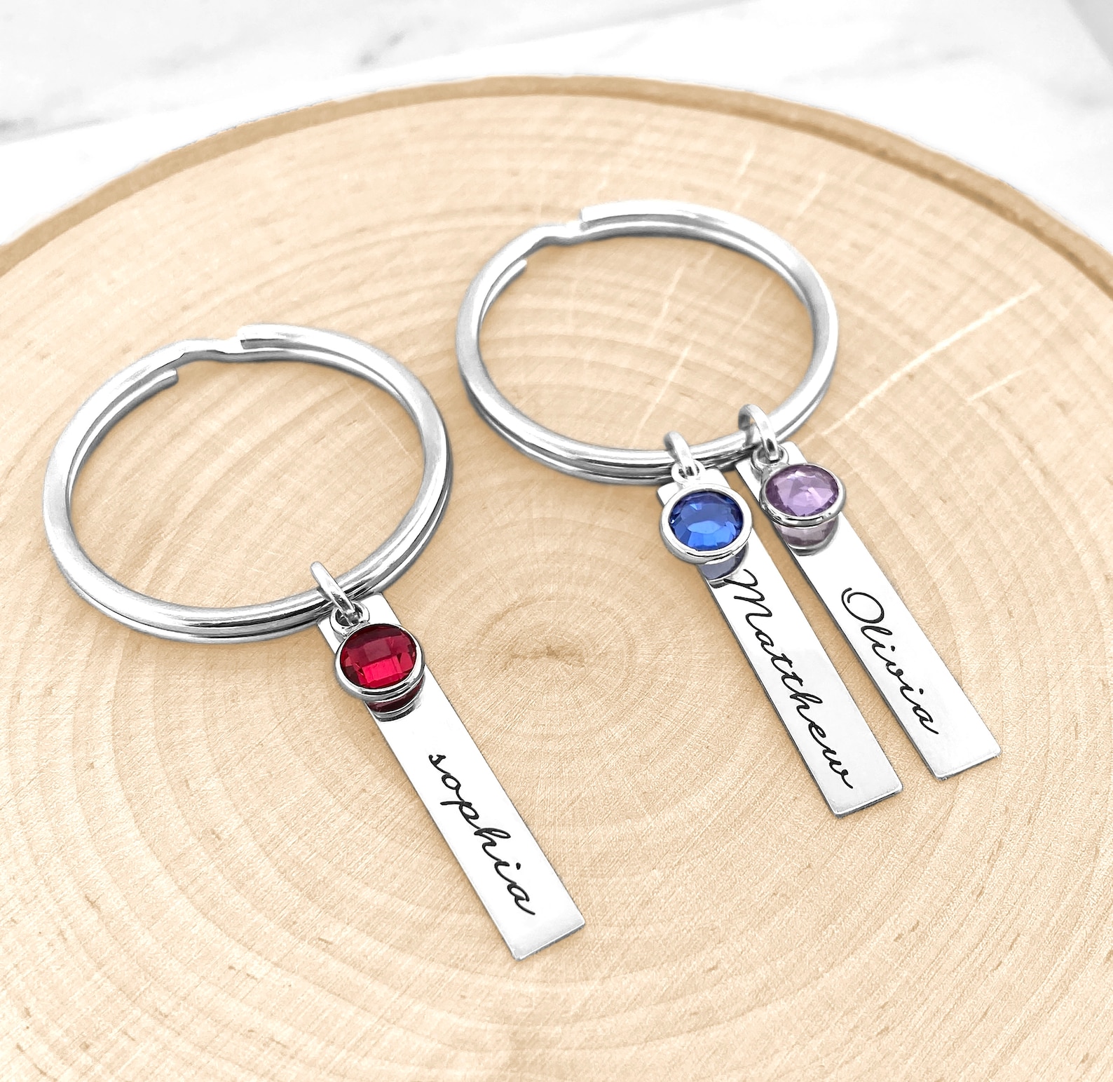 NEW Personalized Kids Name Keychain Birthstone Name Keychain - Etsy
