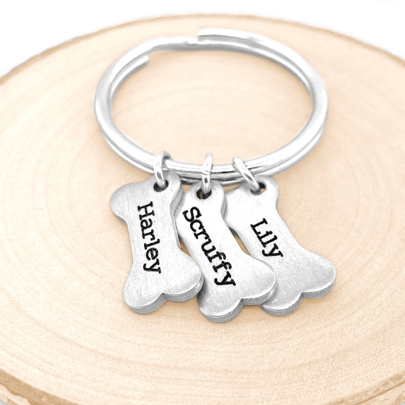 Custom Bone Dog Name Keychain - Etsy