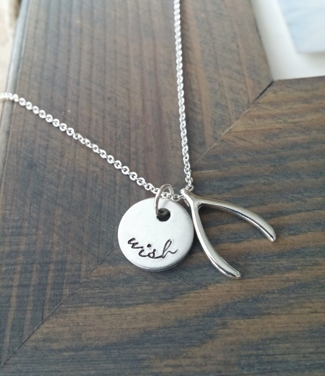 Wishbone Necklace // Personalized Silver Wishbone Necklace // - Etsy