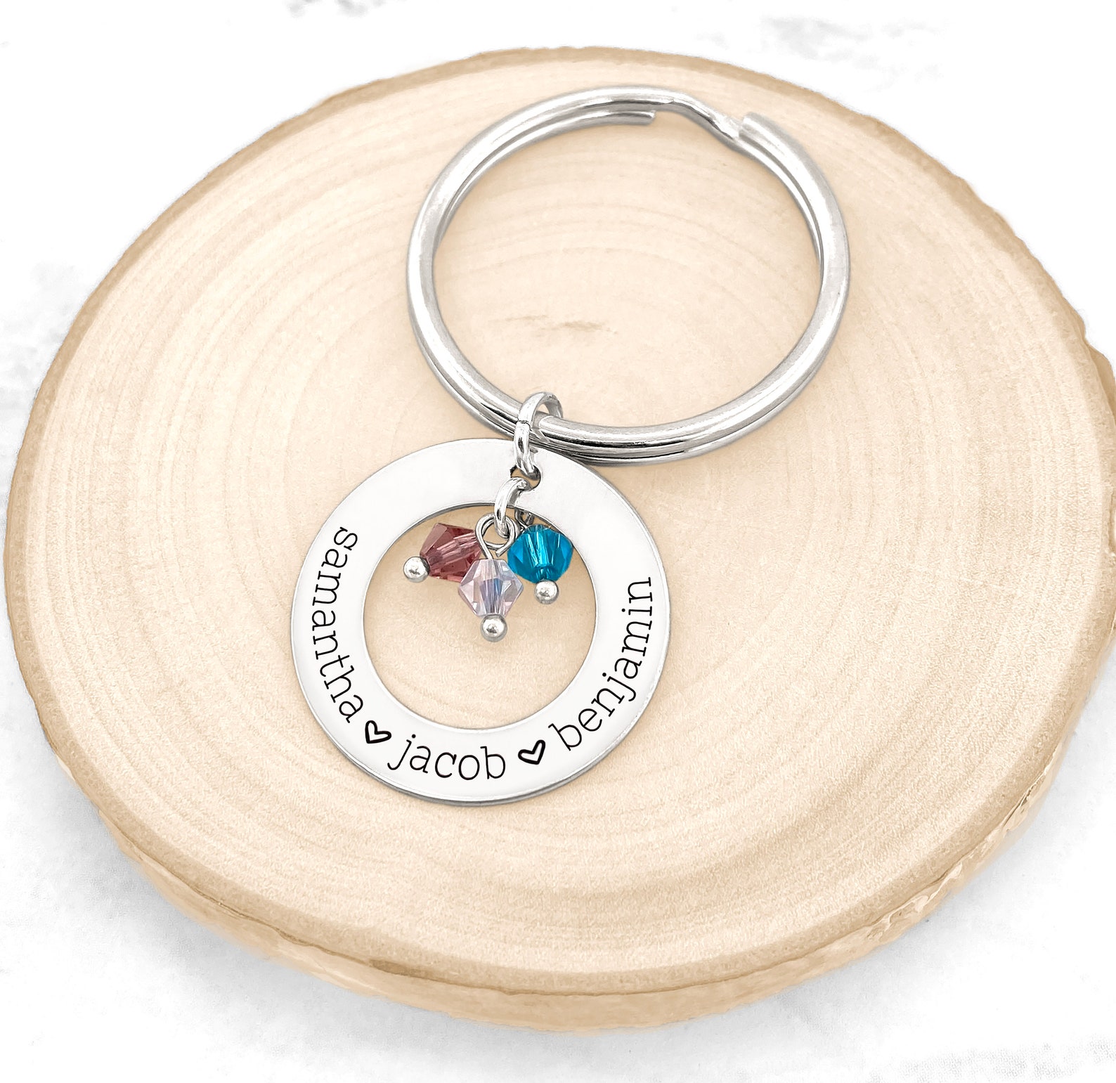 Personalized Keychain for Mom Keychain With Kids Names and Birthstones ...