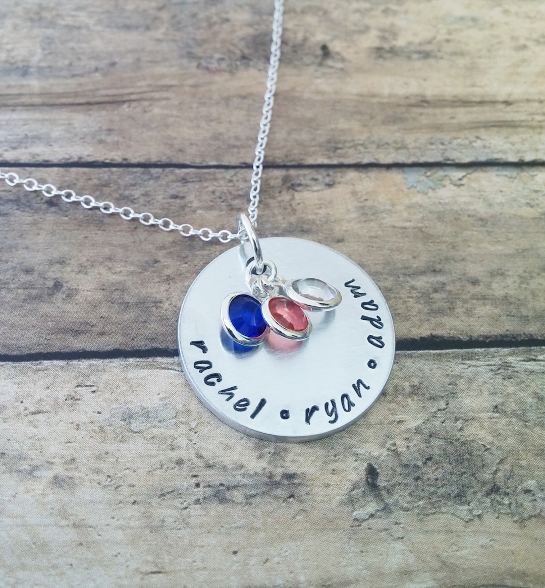 Personalized Family Necklace - Necklace With Kids Names and Birthstones ...