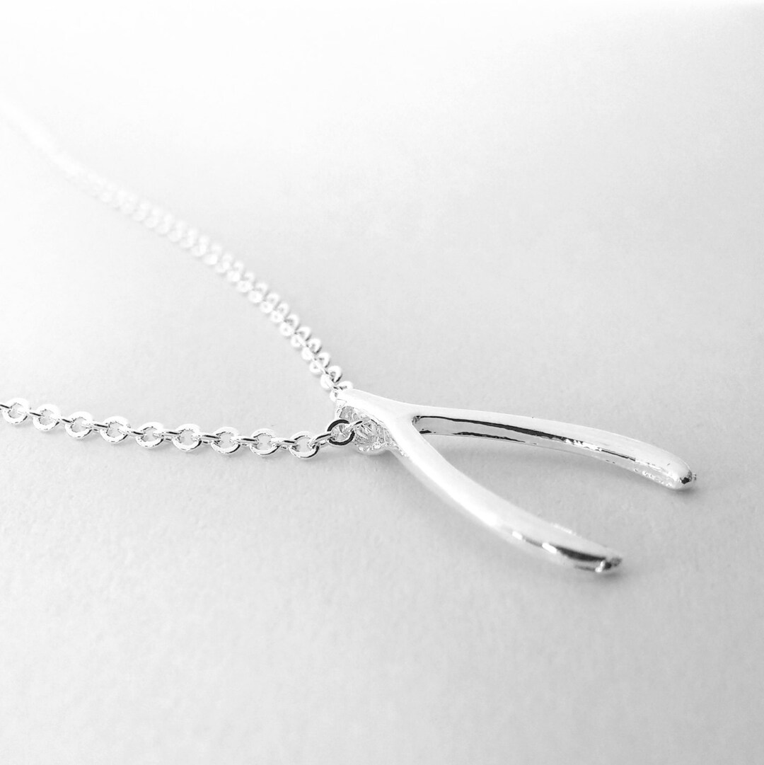Wishbone Necklace, Wishbone Charm Necklace, Wishbone Pendant Necklace ...