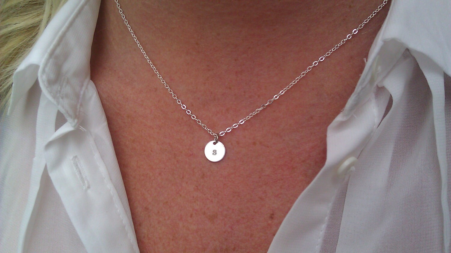 Simple Monogram Necklace / Sterling Silver Initial Necklace / | Etsy