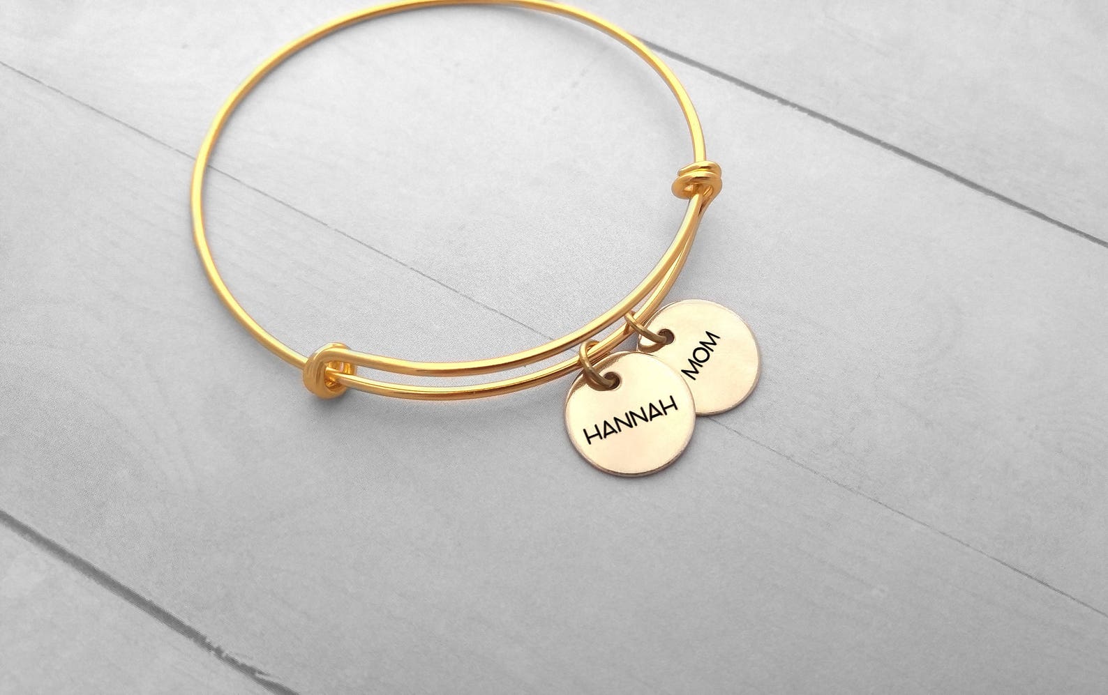 Personalized Gold Bracelet, Personalized Gold Bangle, Thin Gold ...