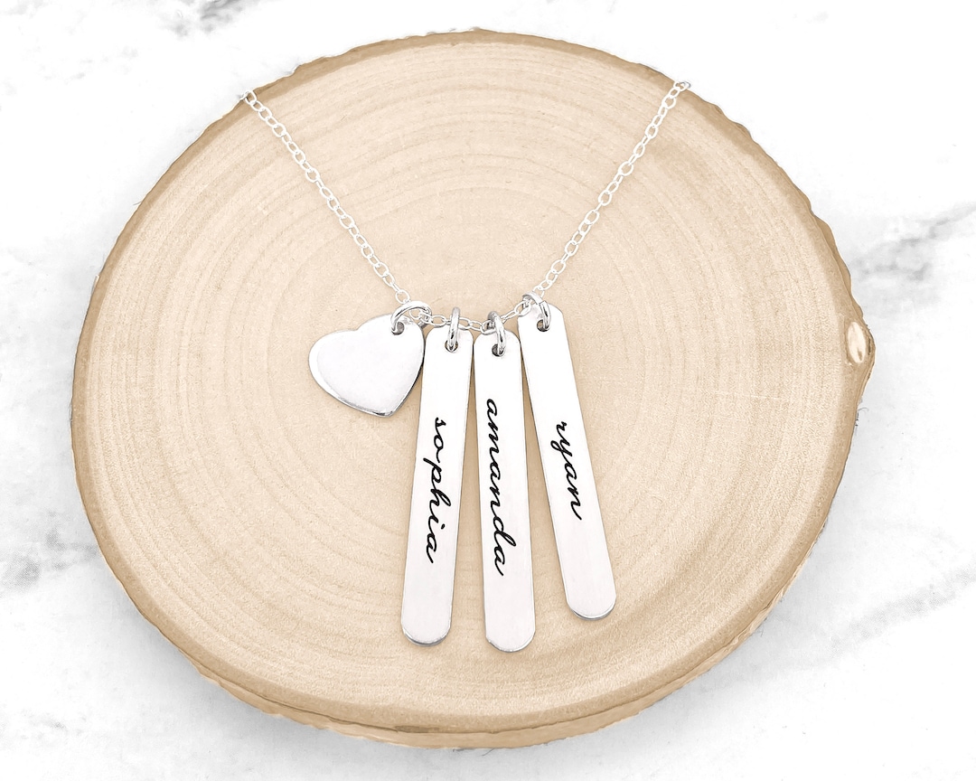 Personalized Necklace With Kids Names and Parents Initials • Sterling ...