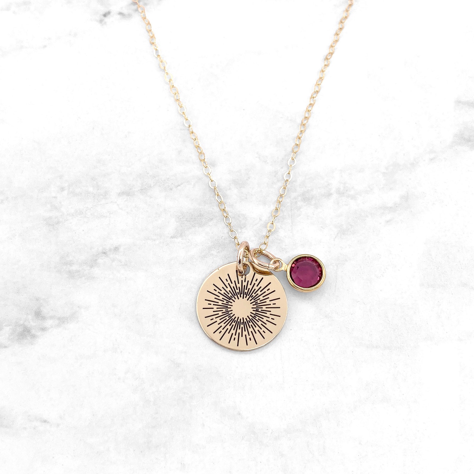 Sunburst Disc Necklace • Sunshine Birthstone Necklace • Birthstone ...