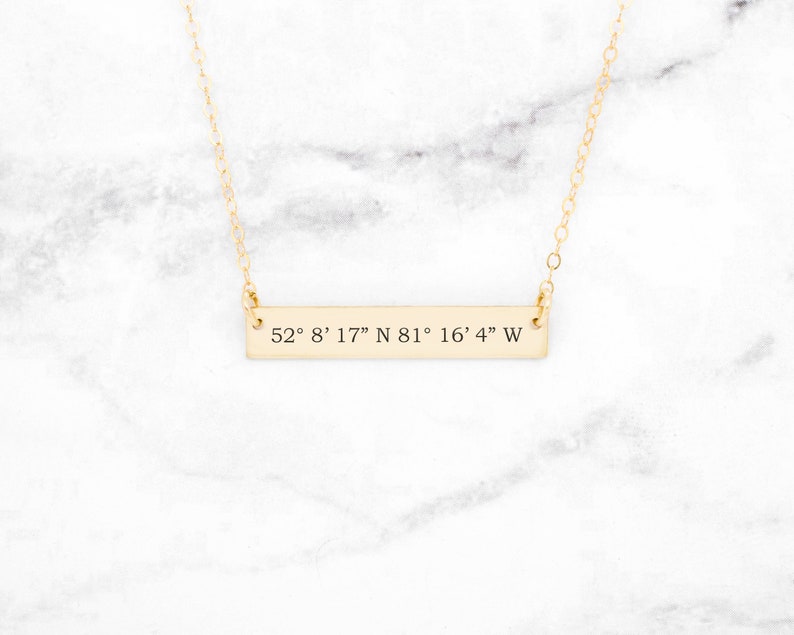 Location Necklace GPS Coordinate Necklace Coordinate Bar - Etsy