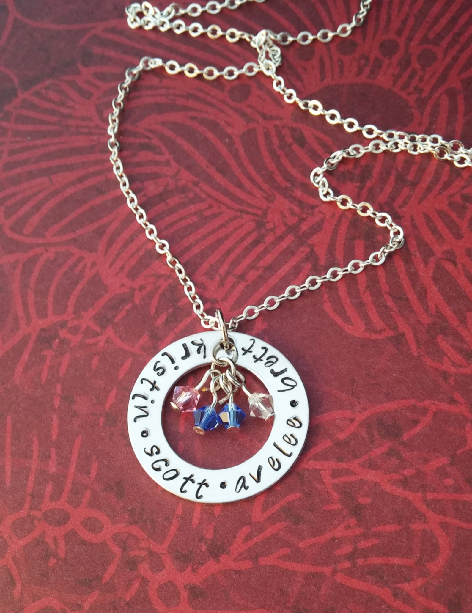 Personalized Necklace With Kids Names Hand Stamped Family - Etsy