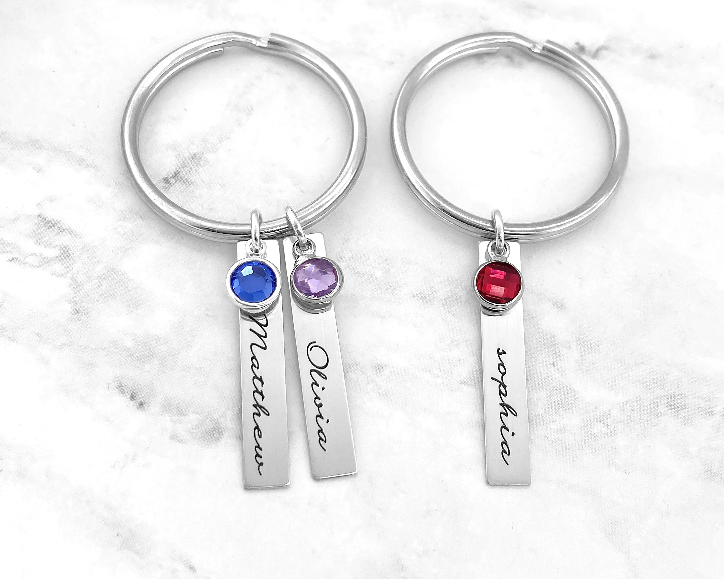 NEW Personalized Kids Name Keychain • Birthstone Name Keychain ...