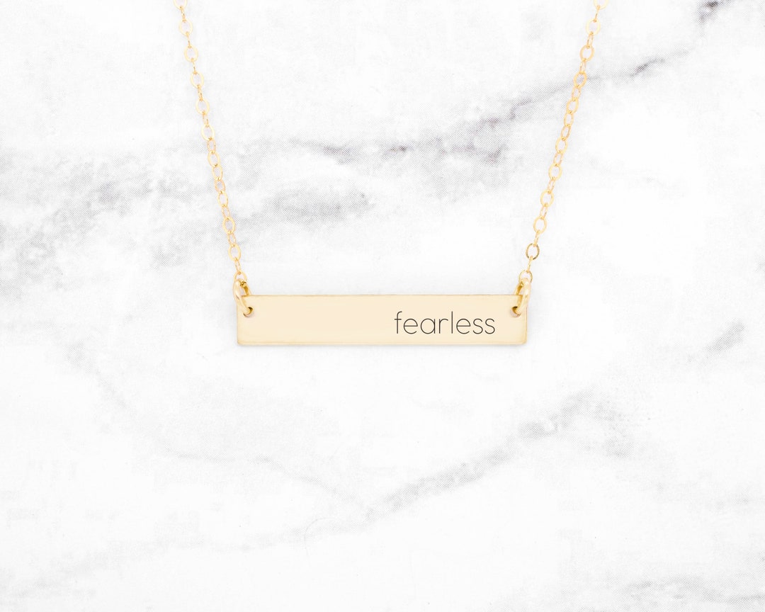 Gold Fearless Necklace, Gold Inspirational Jewelry, Gold Fearless ...