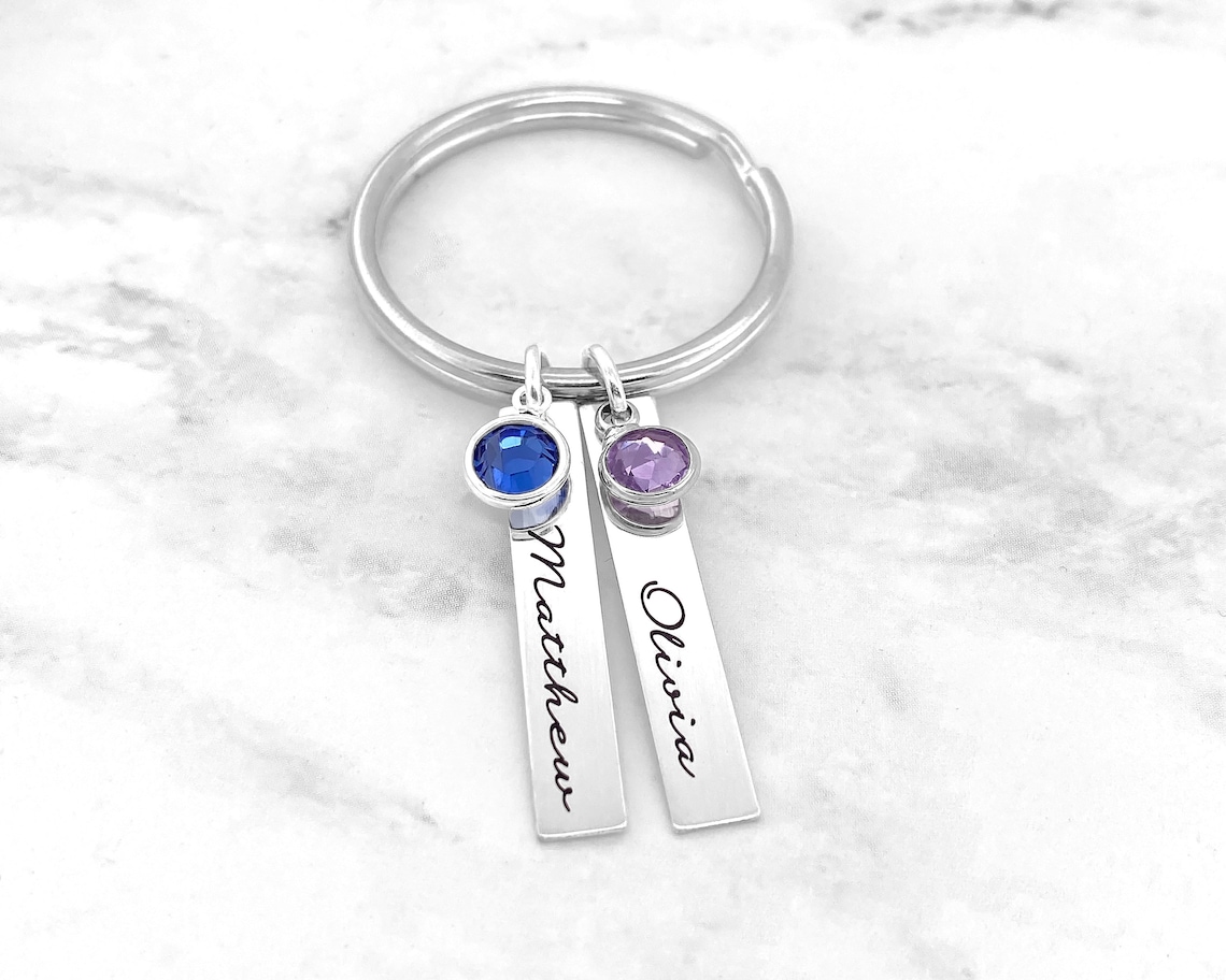 NEW Personalized Kids Name Keychain Birthstone Name Keychain | Etsy