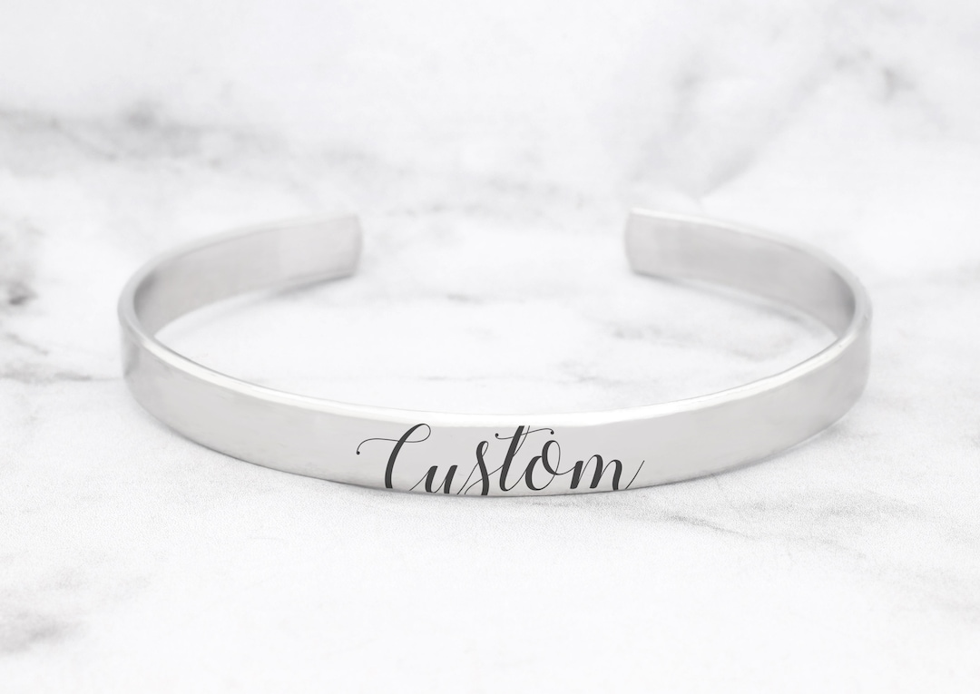 Custom Cuff Bracelet, Personalized Bracelet, Skinny Cuff, Personalized ...