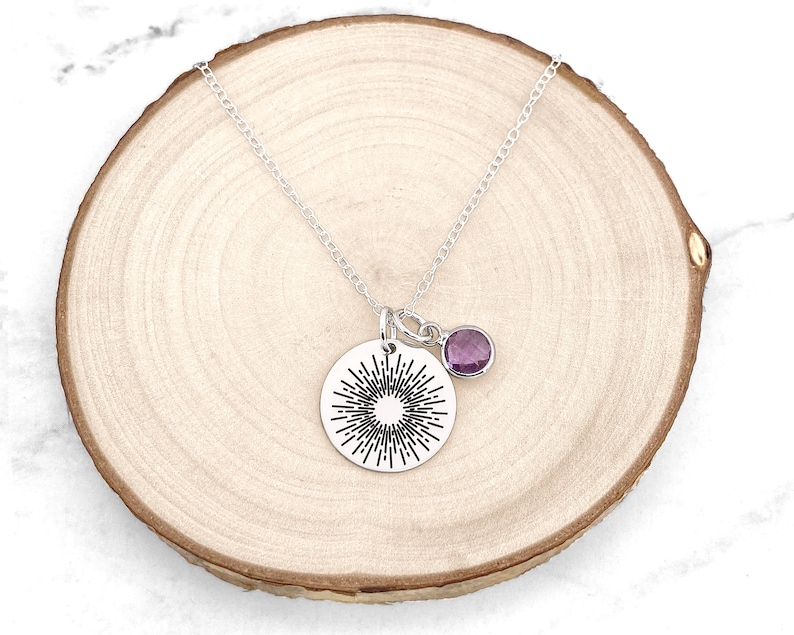 Sunburst Disc Necklace Sunshine Birthstone Necklace | Etsy