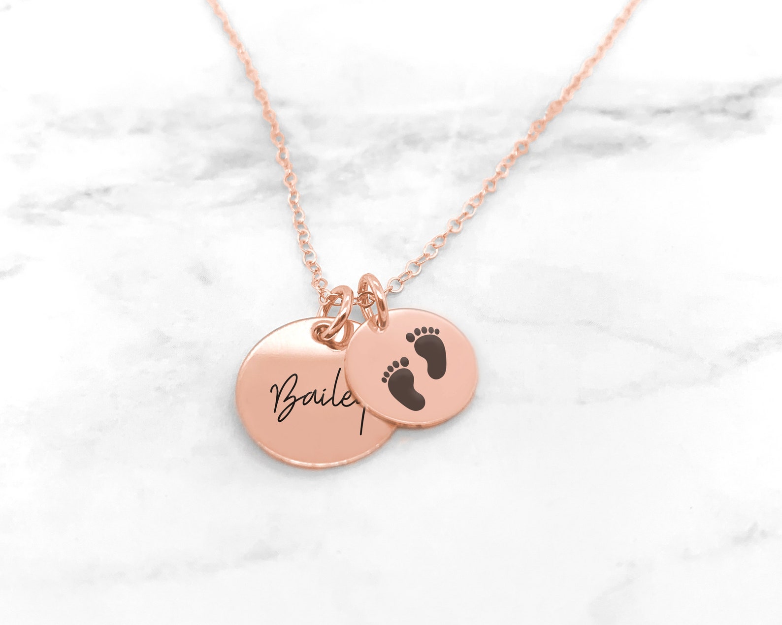 Baby Name Necklace Personalized Baby Necklace Baby Feet | Etsy