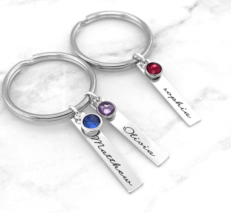 NEW Personalized Kids Name Keychain • Birthstone Name Keychain ...