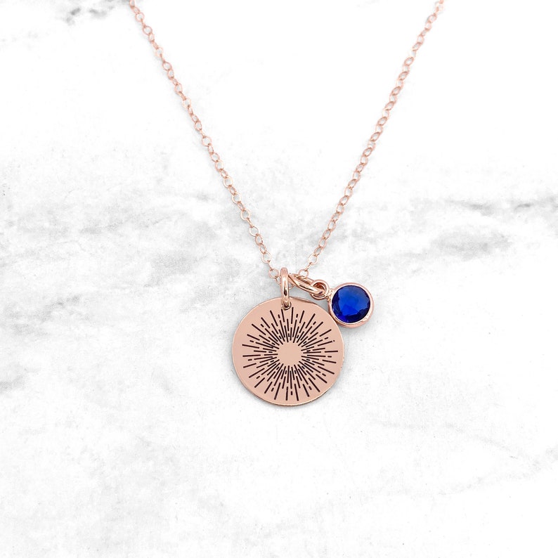 Sunburst Disc Necklace • Sunshine Birthstone Necklace • Birthstone ...