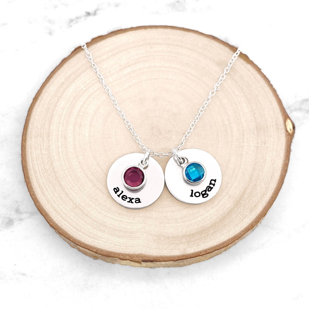 Personalized Kids Names Necklace With Birthstones - Custom Family ...